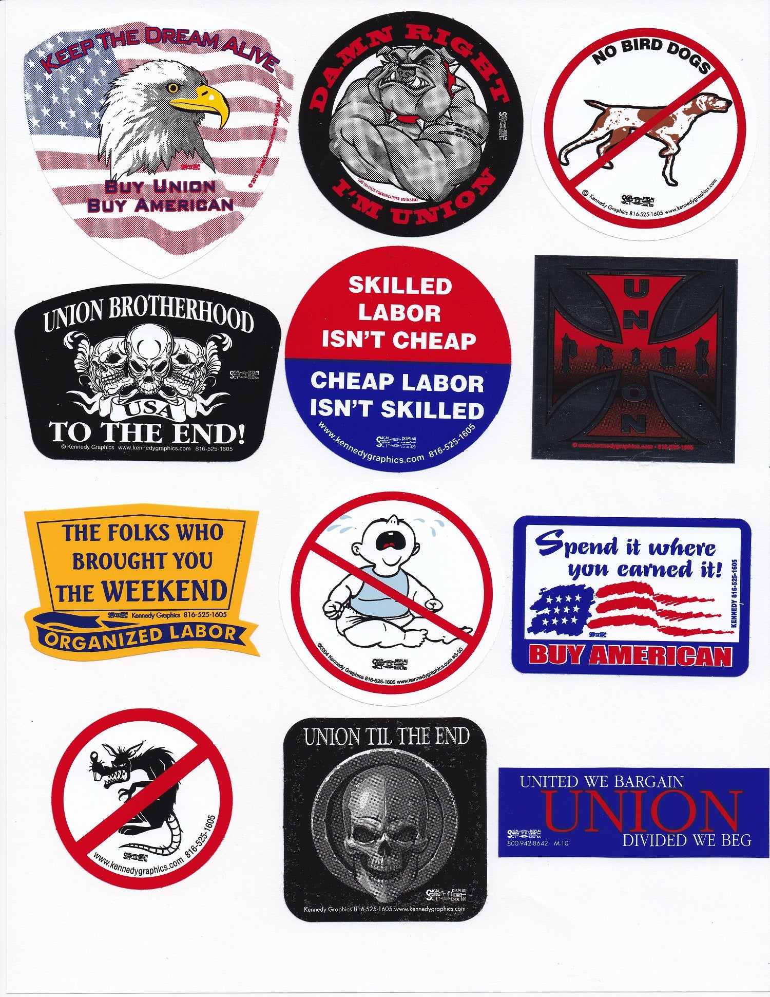 Union Hard Hat Sticker Mix 6 - Best Sellers Pack | Ironworkergear