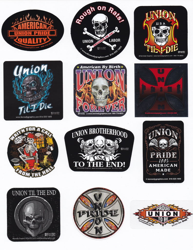 Union Hard Hat Sticker Mix 1 - Skulls, Flames & Crosses | Ironworkergear